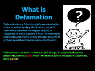 Libel/Defamation/Slander | PPTX