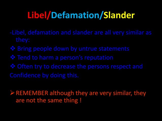 Libel/Defamation/Slander | PPTX