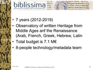 Biblissima presentation at the LIBER conference in Munich | PPT
