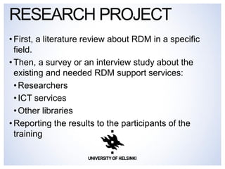 Training staff for RDM support- Case Helsinki University Library | PPT
