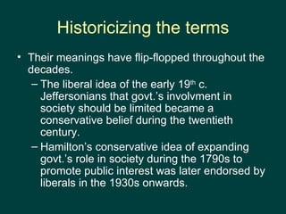 Liberal Vs. Conservative APUSH review | PPT