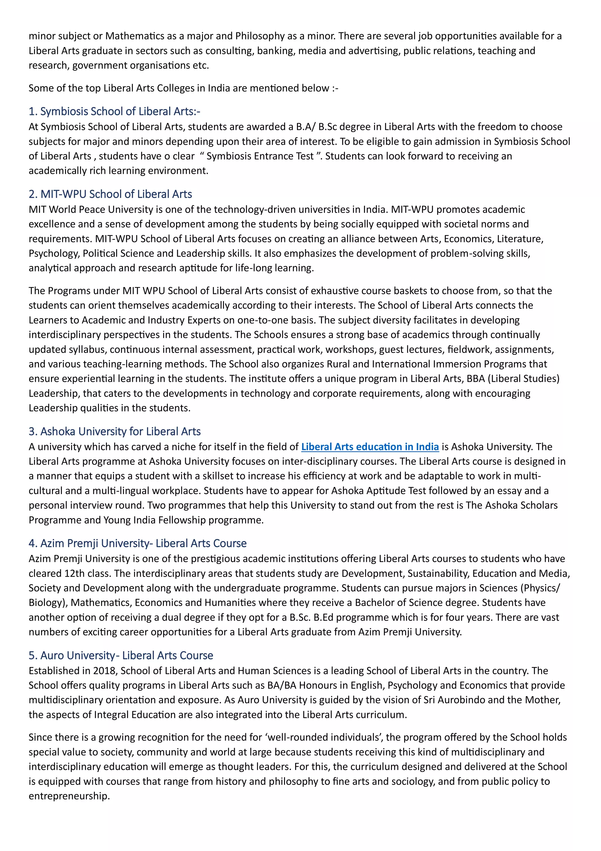 Liberal Arts Education in India: Detailed Guide | PDF