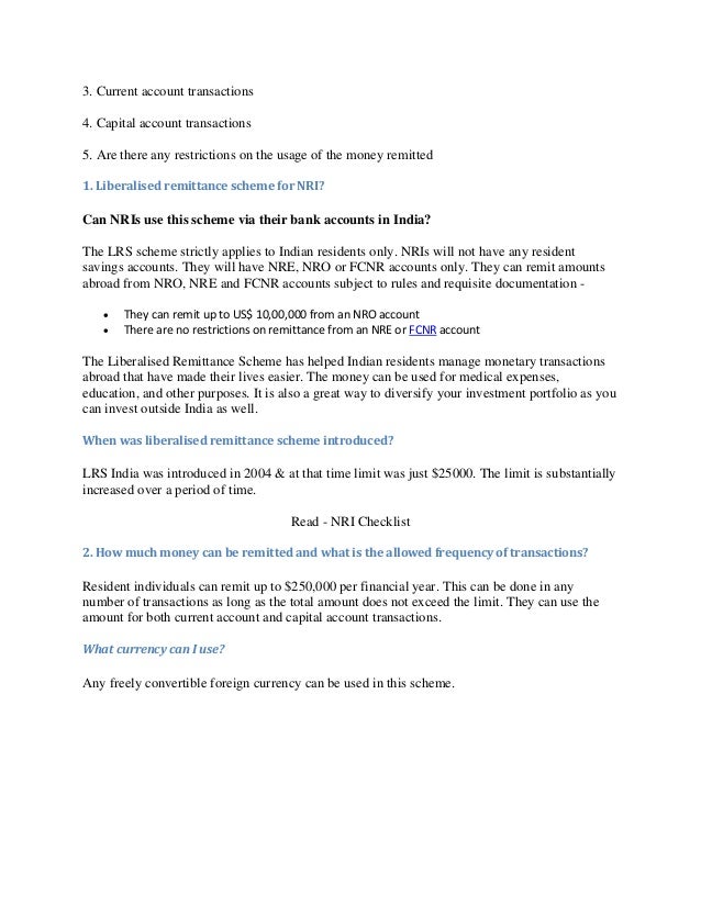 Liberalised remittance scheme for nri 5 facts about lrs scheme ...