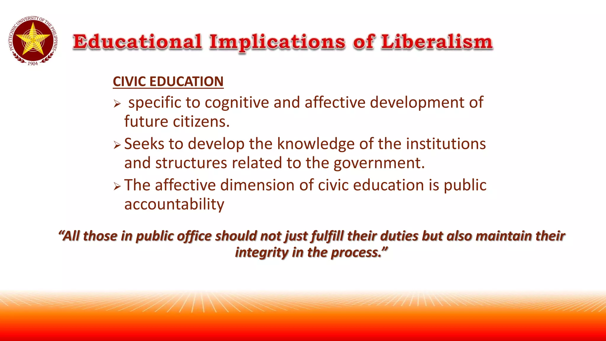 Liberalism and Education (slide by salcedo) | PPTX