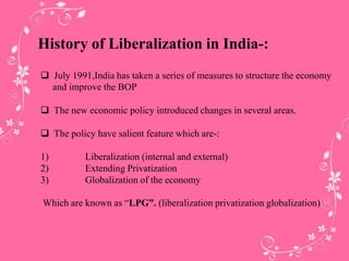 Liberalization of india (nigam sir) | PPTX