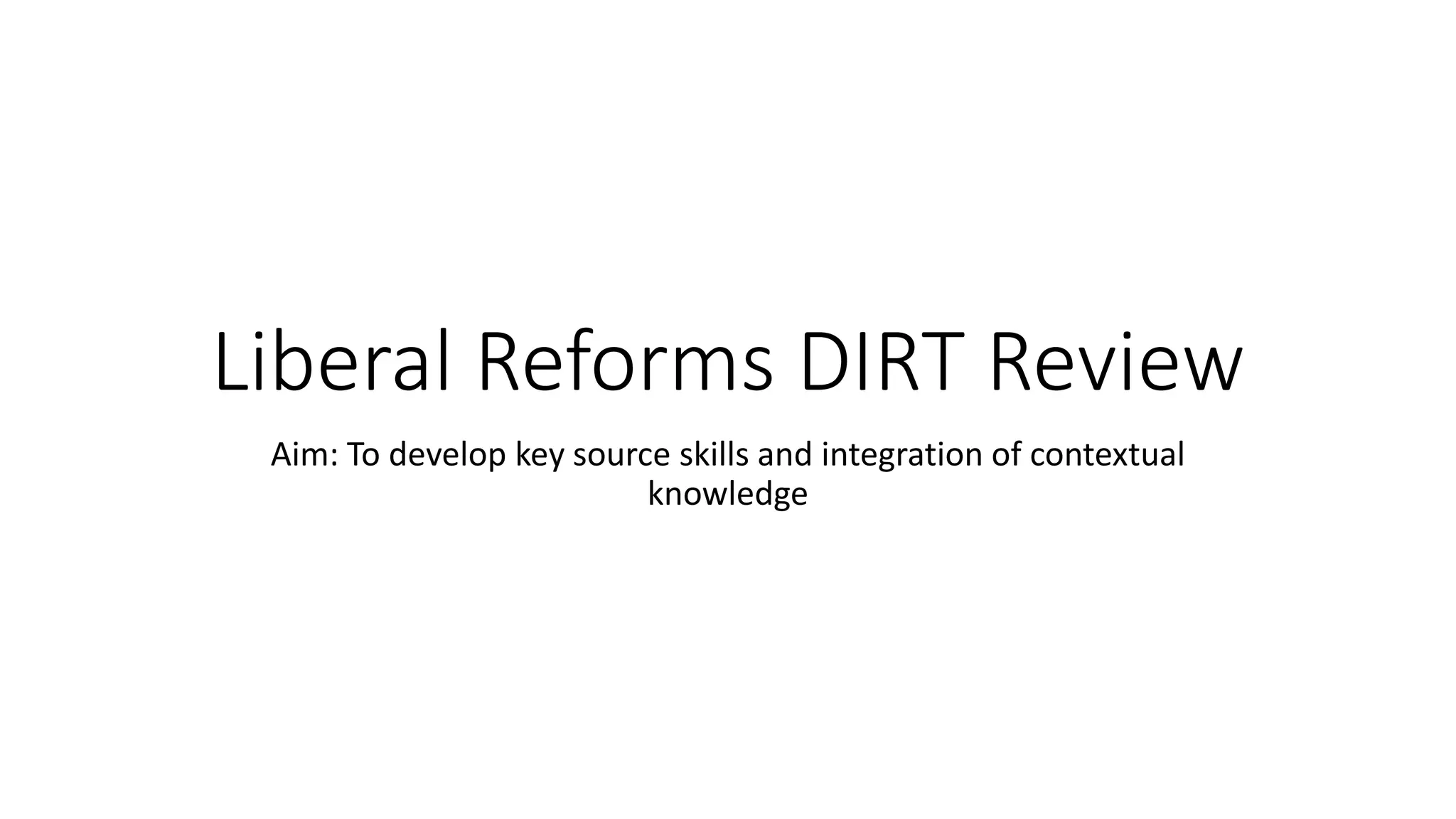 Liberal reforms dirt review lesson power point | PPTX | Retirement ...