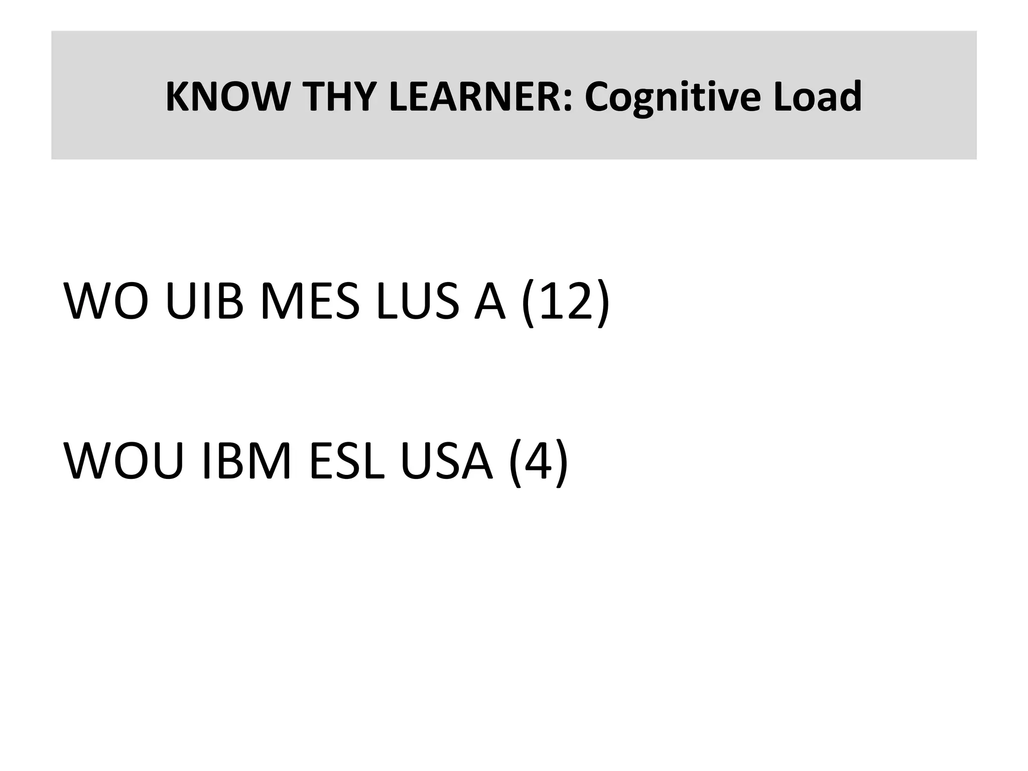 Know Thy Learner | PPT