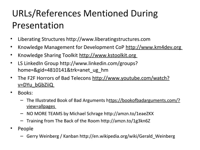Liberating Structures for Knowledge Sharing | PPT