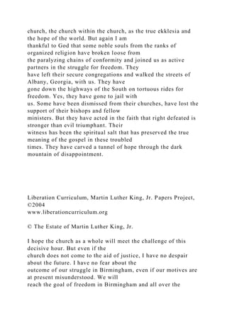 Liberation Curriculum, Martin Luther King, Jr. Papers Pro.docx