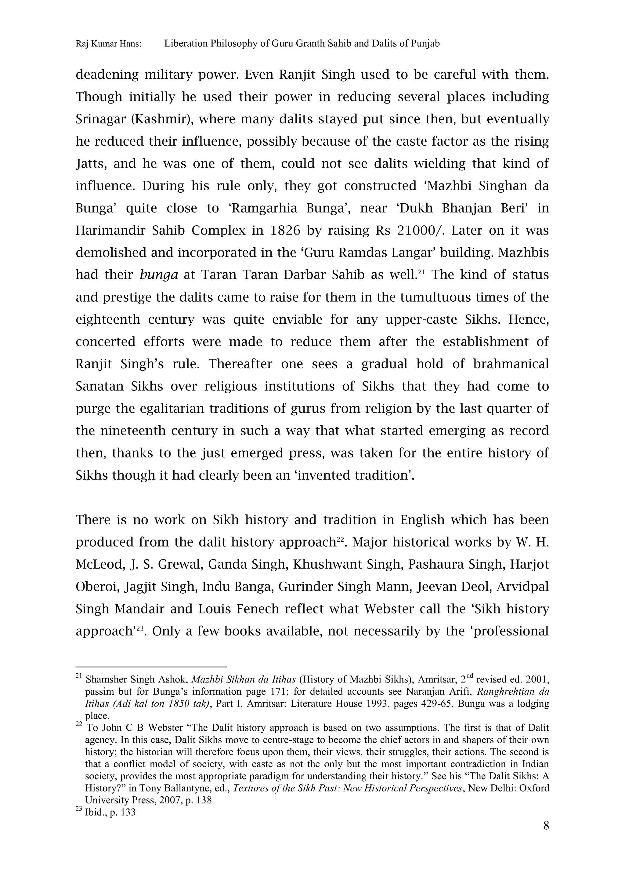 Liberation philosophy of guru granth sahib and dalits of punjab | PDF