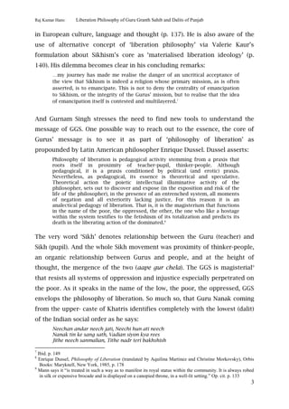 Liberation philosophy of guru granth sahib and dalits of punjab | PDF