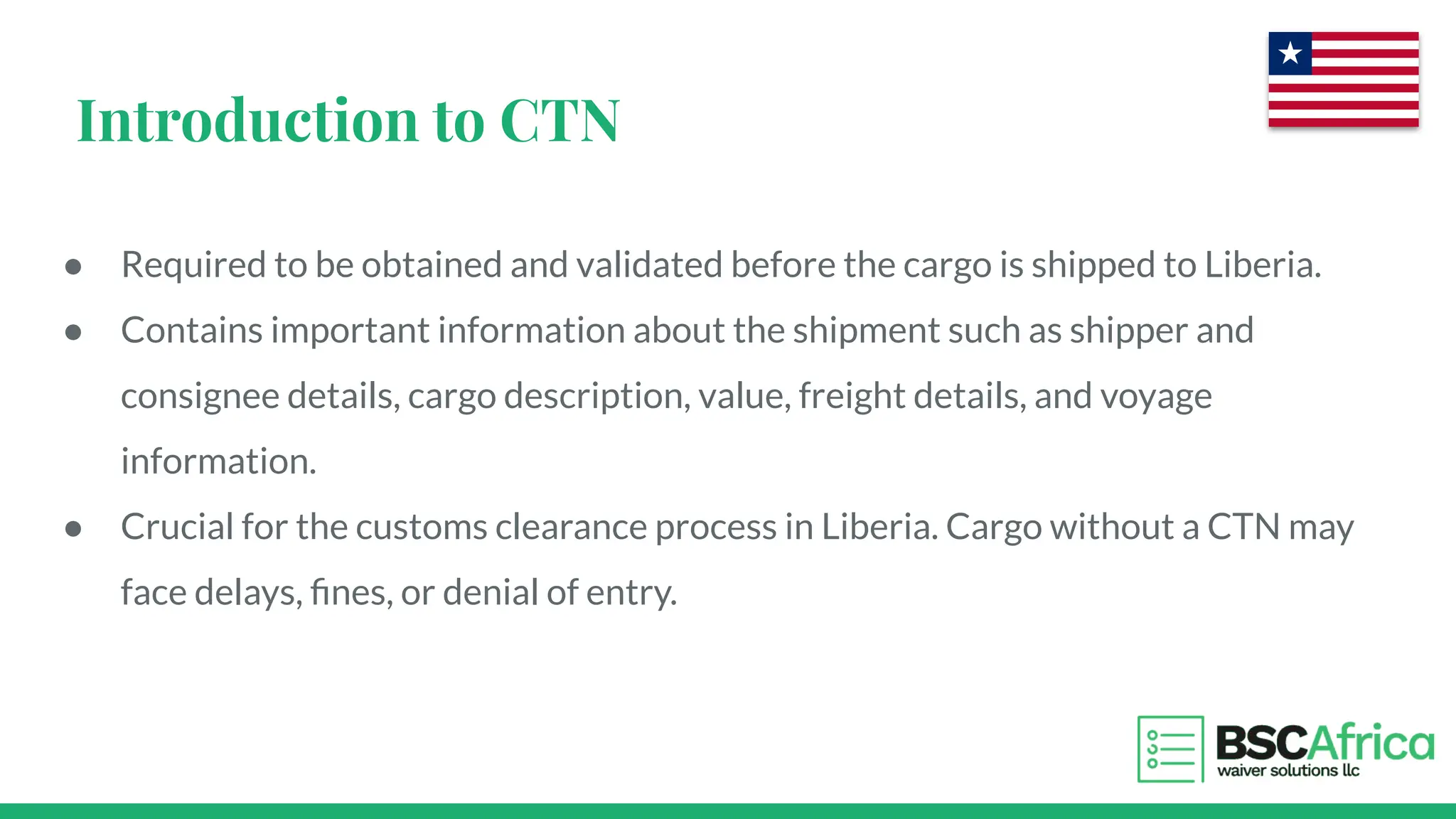 Liberia CTN Certificate Procedure BSC Africa | PDF