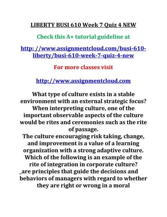 Liberty busi-610-week-7-quiz-4-new | PDF