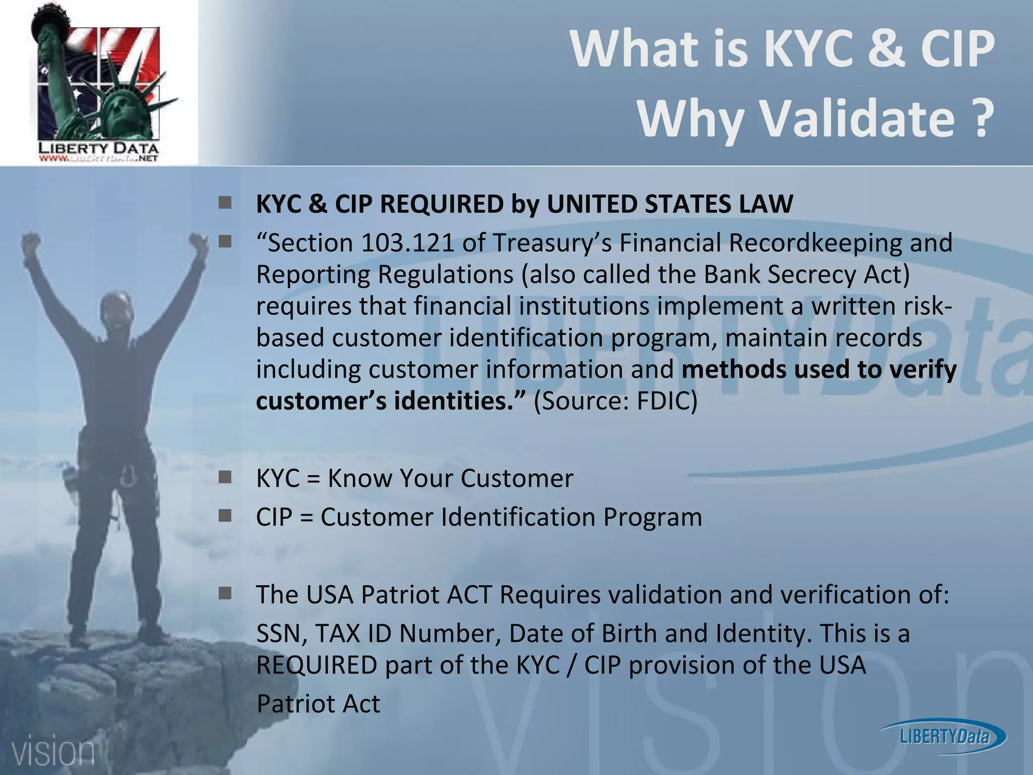 Liberty Data Solutions, Know your Client | PPT