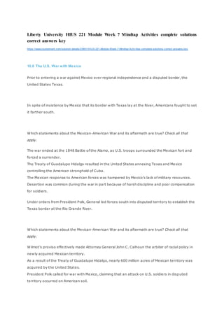 Liberty university hius 221 module week 7 mindtap activities complete solutions correct answers ...