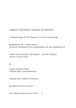 LIBERTY UNIVERSITY SCHOOL OF DIVINITYA Sample Pa.docx