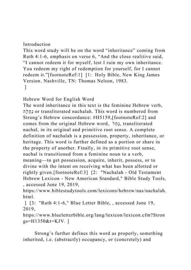 LIBERTY UNIVERSITY SCHOOL OF DIVINITY Word Study N.docx | Christianity ...