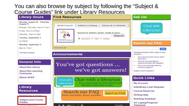 Finding & Using LibGuides for your Courses & Subjects | PPT