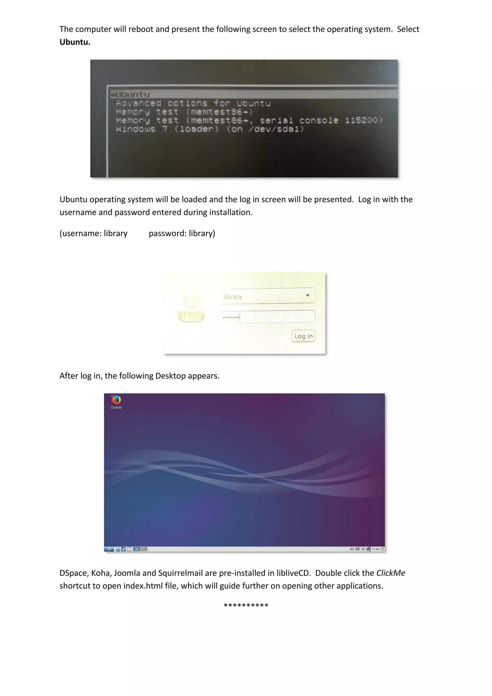Installation of DSpace, Koha and other software using Liblivecd | PDF