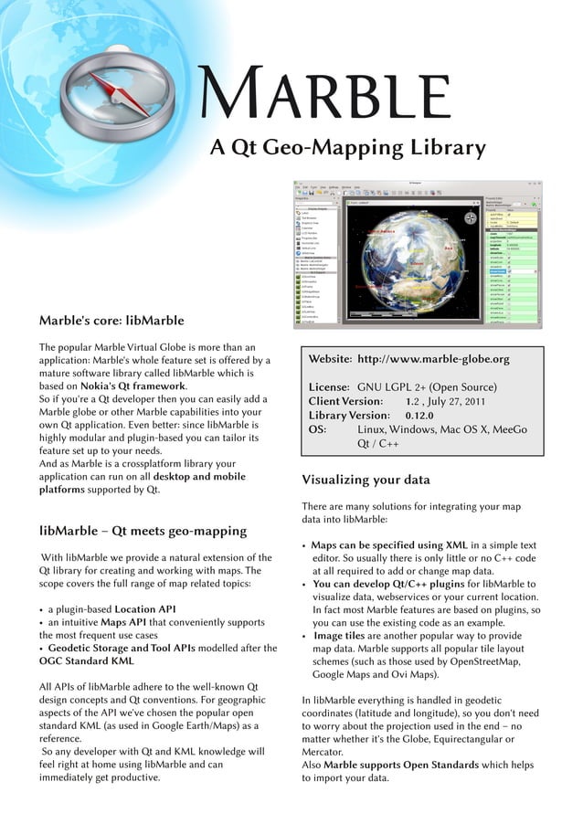 Marble Virtual Globe for Developers - Factsheet | PDF