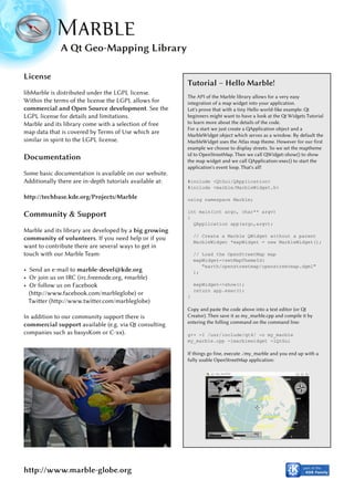 Marble Virtual Globe for Developers - Factsheet | PDF