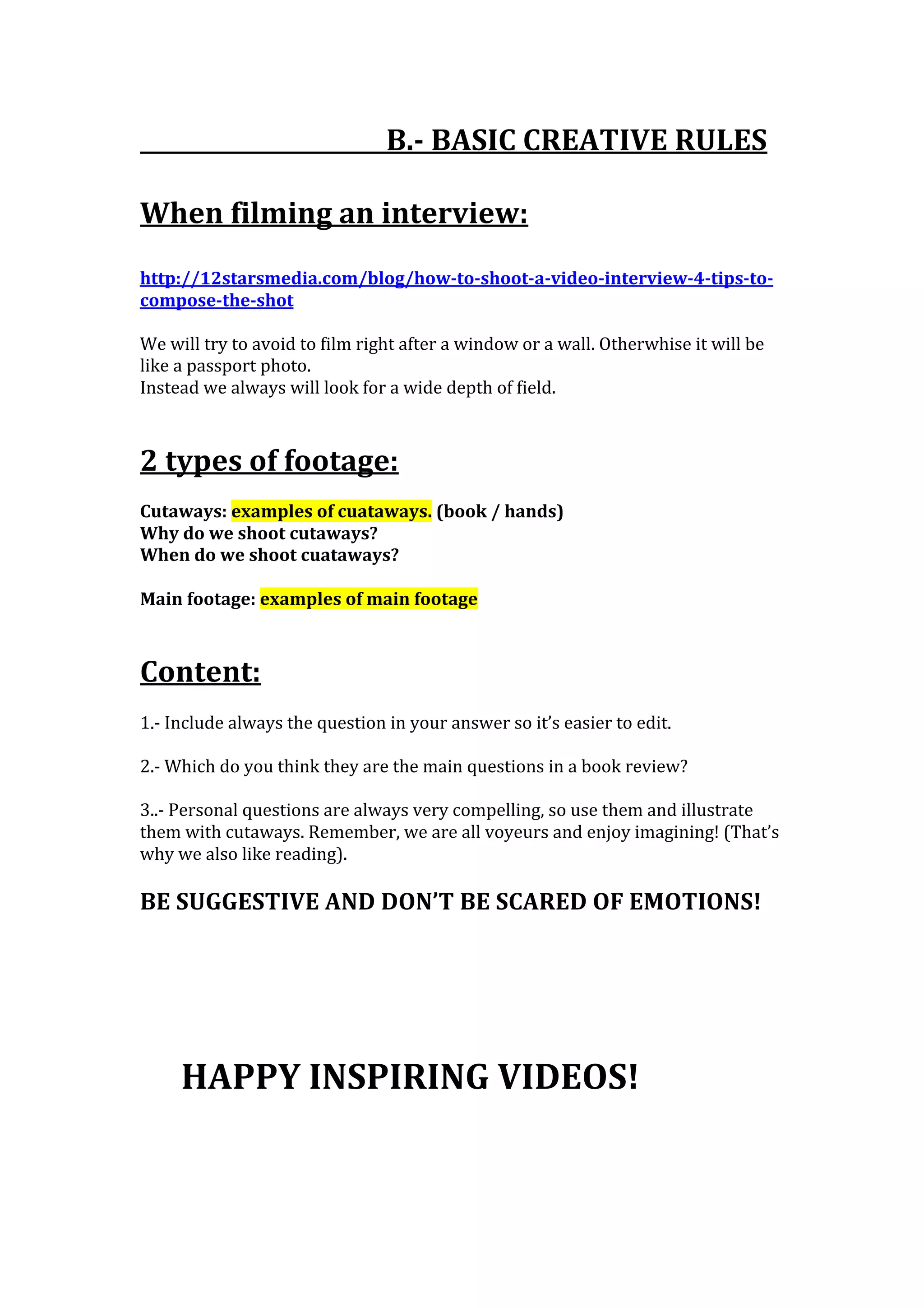 Libmark filming notes | PDF