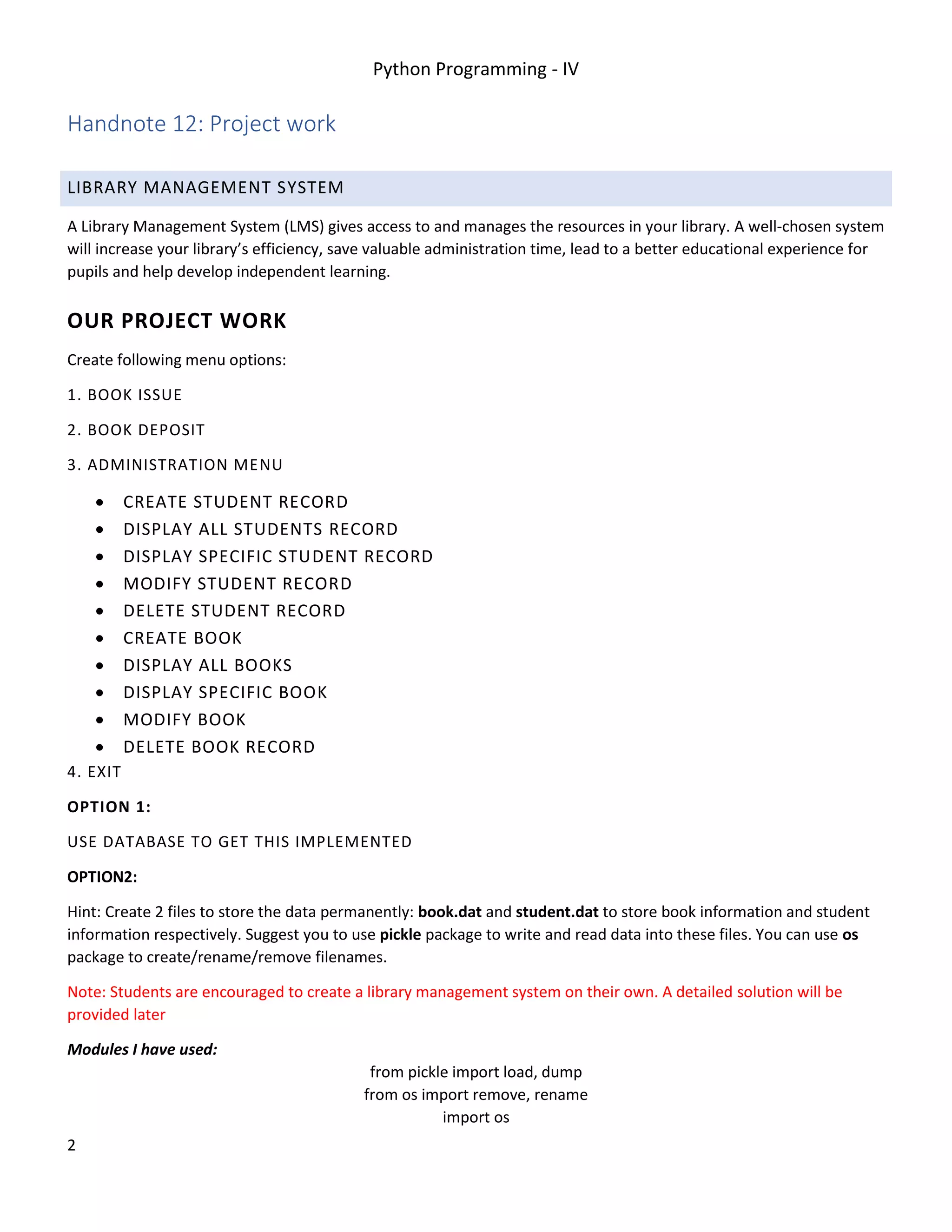 Library Management Project Description | PDF