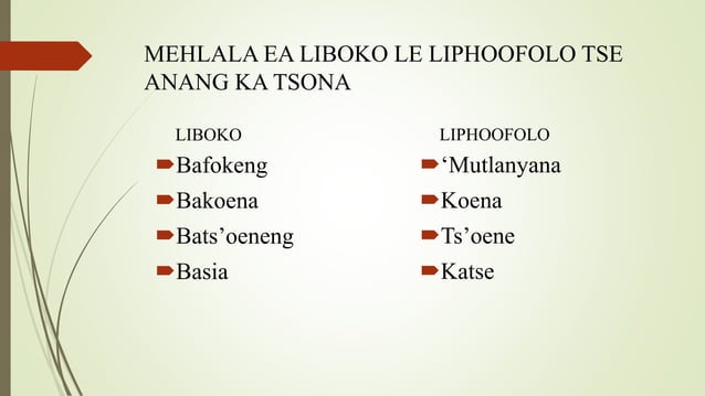 Liboko tsa Basotho | PPT
