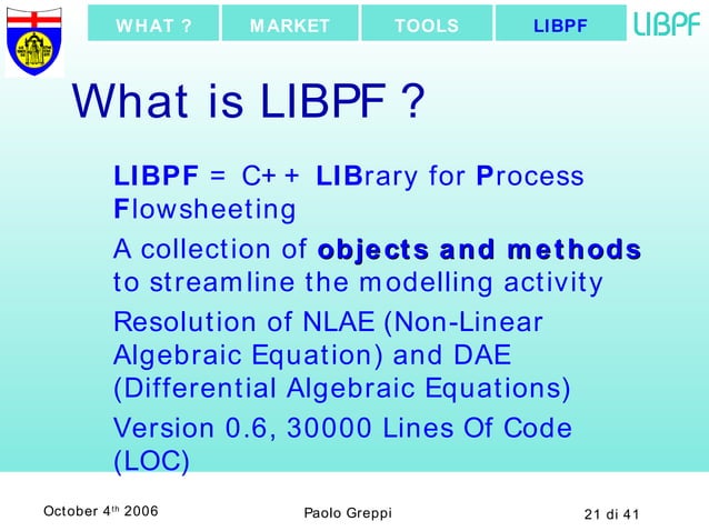 LIBPF: A LIBRARY FOR PROCESS FLOWSHEETING IN C++ | PPT