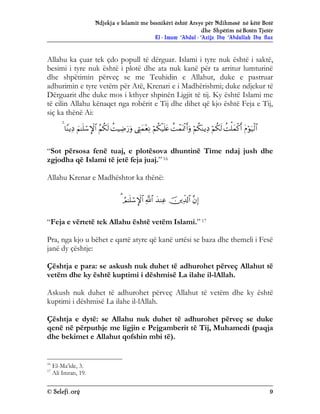 Ndjekja e Islamit me besnikëri është Arsye për Ndihmesë në këtë Botë | PDF