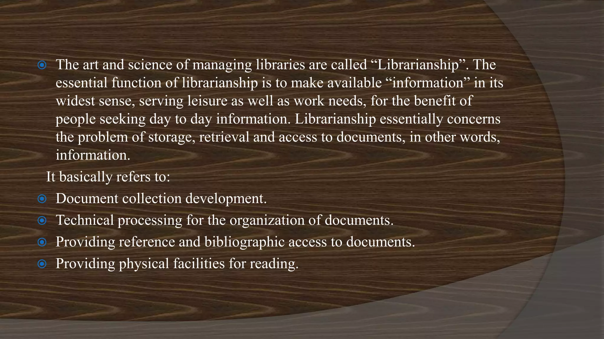 Librarianship As A Profession Pptx
