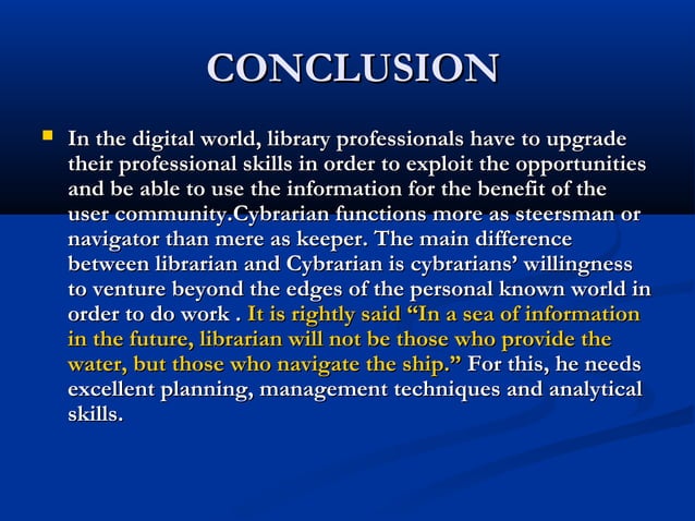 Librarian to cybrarian | PPT