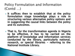 Libraries as tools for policy formulation | PPTX