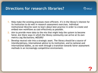 Libraries In Research Assessment | PPT