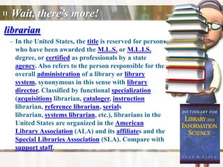 What are Libraries and Librarians? | PPTX | Operating Systems ...