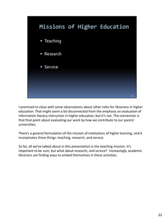 To Evaluation and Beyond: The Evolving Role of the Embedded Librarian | PDF