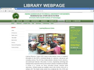IGDTUW Library Resources | PPT