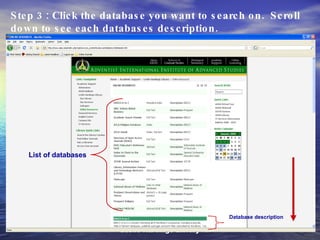 Library Databases Orientation | PPT | Databases | Computer Software and ...