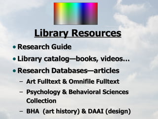 Library Instruction for Color Theory (Extended) | PPT
