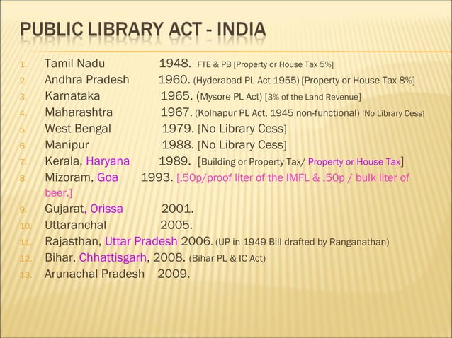 Public Library act in India | PPT