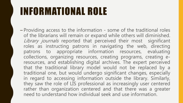 Library and information science; an evolving profession | PPTX