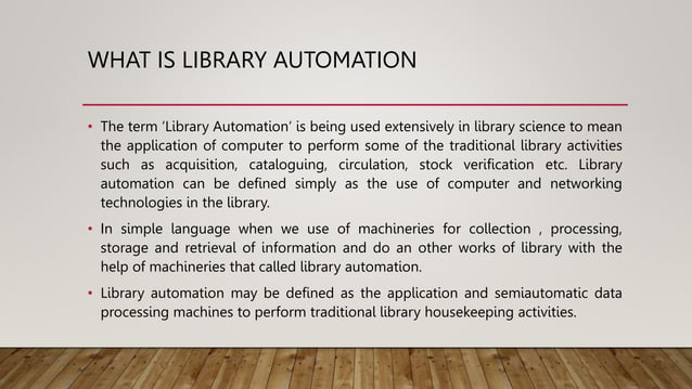 LIBRARY AUTOMATION.pptx | Internet | Computing