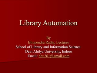 Library Automation.ppt for library and information science | PPT