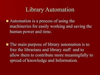 Library Automation.ppt for library and information science | PPT
