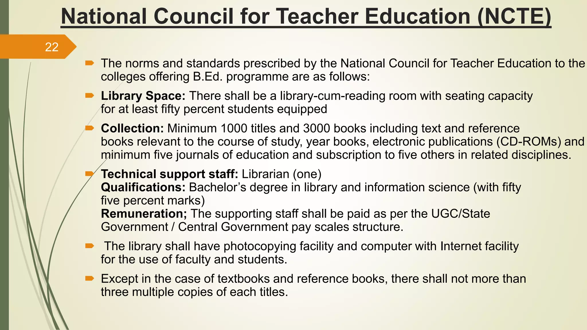 Library building, furniture, Equipment and its standards | PPTX
