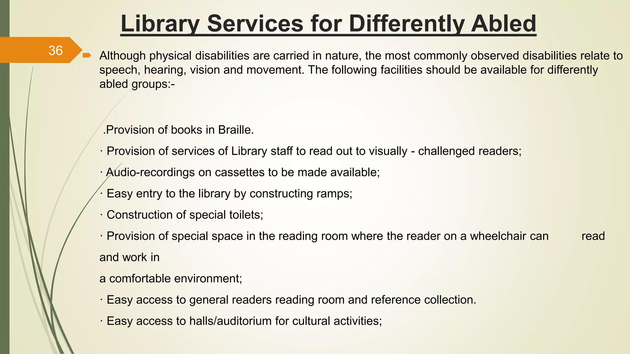 Library building, furniture, Equipment and its standards | PPTX