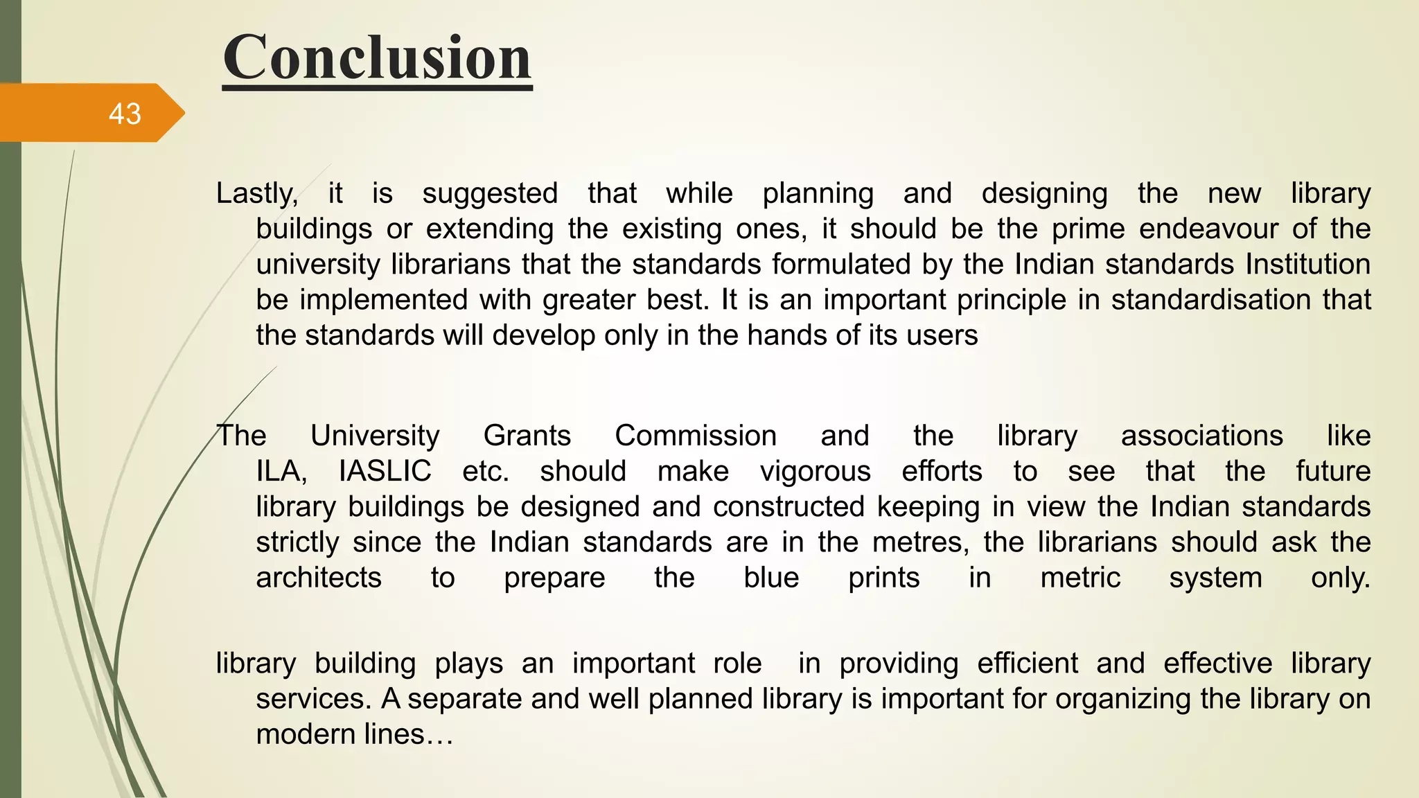Library building, furniture, Equipment and its standards | PPTX