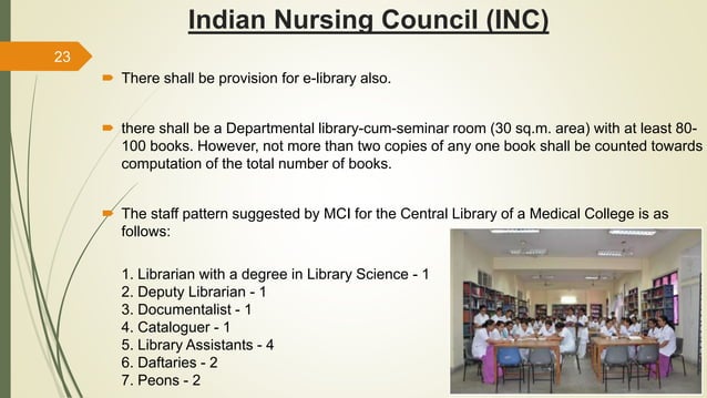 Library building, furniture, Equipment and its standards | PPTX