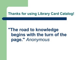 Library card catalog slides | PPT