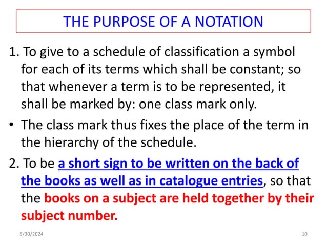 Library Classification-NOTATION. Notationspt | PPT | Science